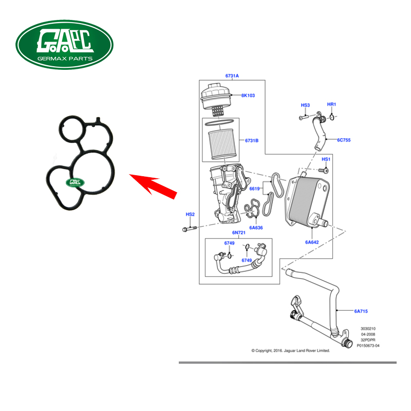 Oil Filter Housing Gasket LR001425 - Land Rover & Jaguar Parts ...